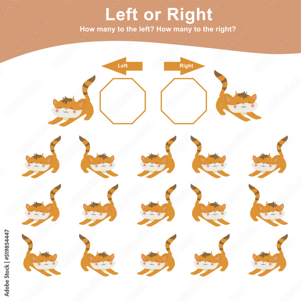 Vetor de Left or Right Game for children. Worksheet activity for ...