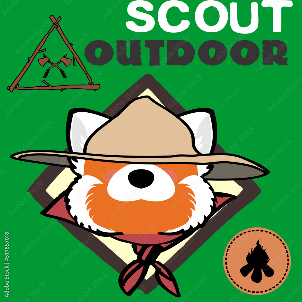 red panda cartoon scout uniform insignia pack collection illustration ...