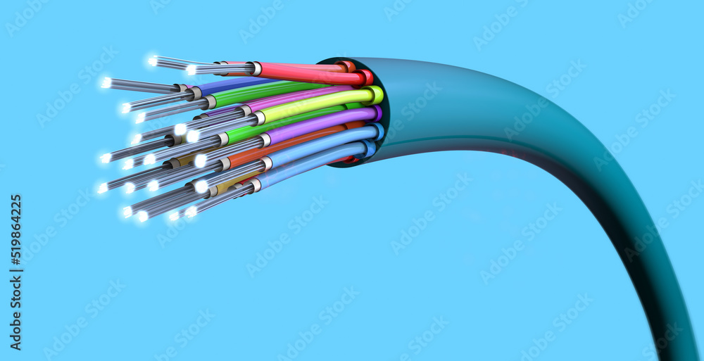Optical light guide cable for fiber-optic communication - 3d ...