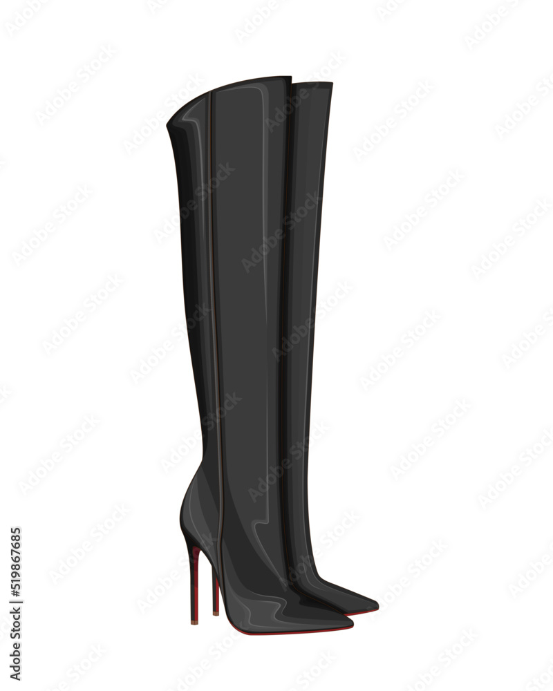 Black High Boots with Heels, Thigh High Boots Stock Vector | Adobe Stock