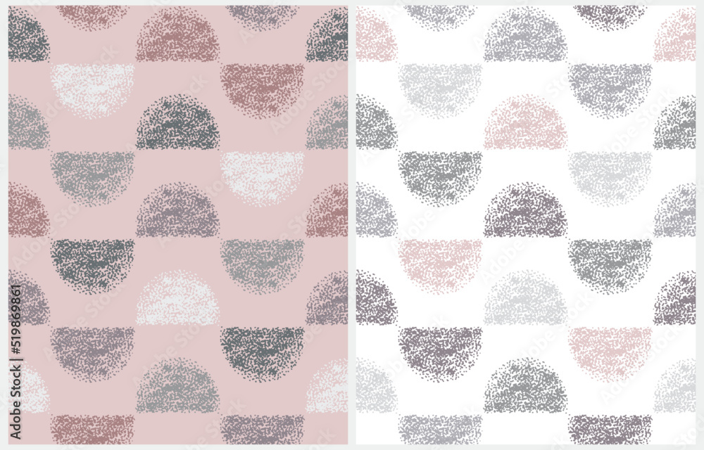 Abstract Hand Drawn Vector Patterns. Pale Red, White and Gray Semi ...