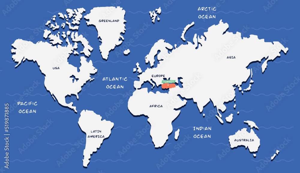 Turkey Map Location Vector Illustration Stock Vector | Adobe Stock