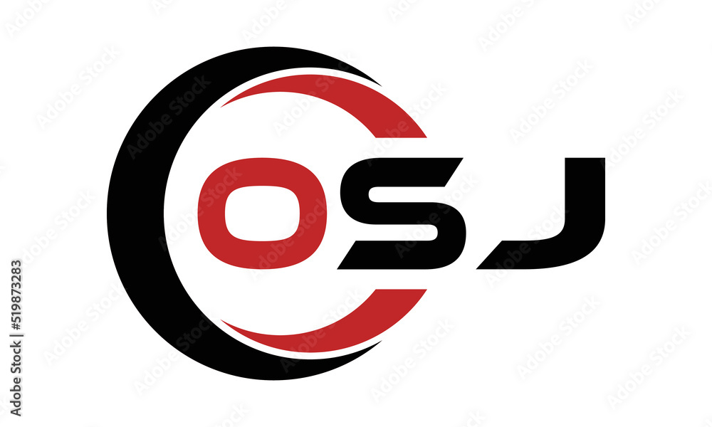 OSJ swoosh three letter logo design vector template | monogram logo ...