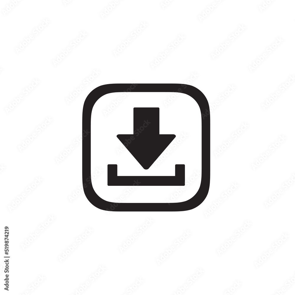 Trendy download app icon in flat style isolated on white background ...