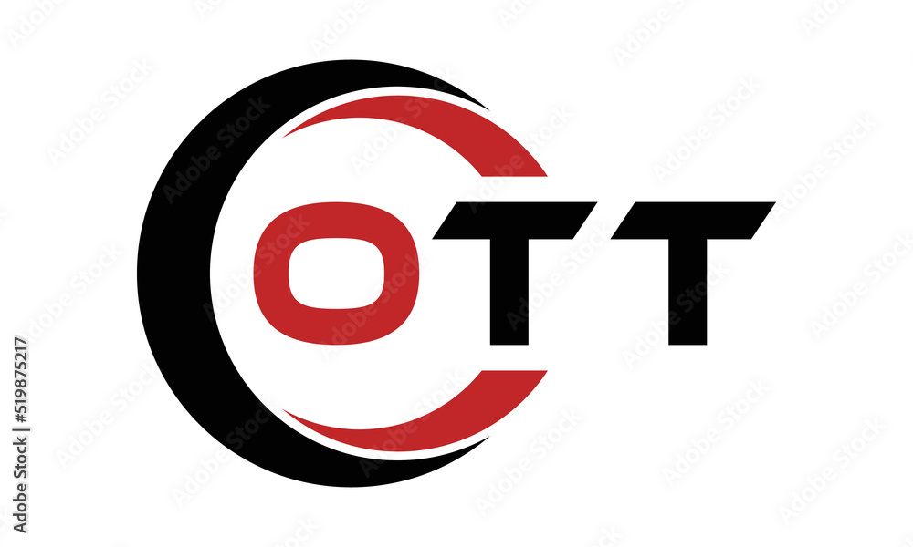 OTT swoosh three letter logo design vector template | monogram logo ...