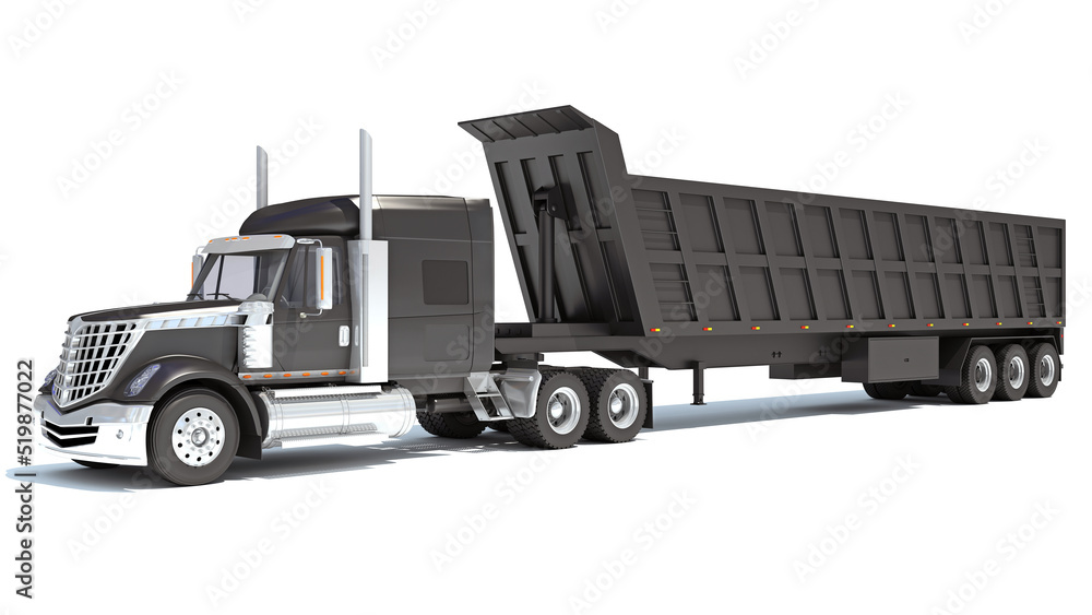 Truck with Tipper Trailer 3D rendering Stock Illustration | Adobe Stock