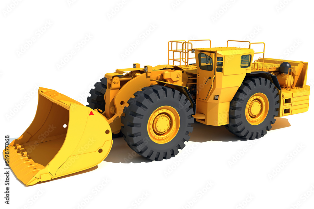 Underground Mining Hard Rock Loader 3D rendering Stock Illustration ...