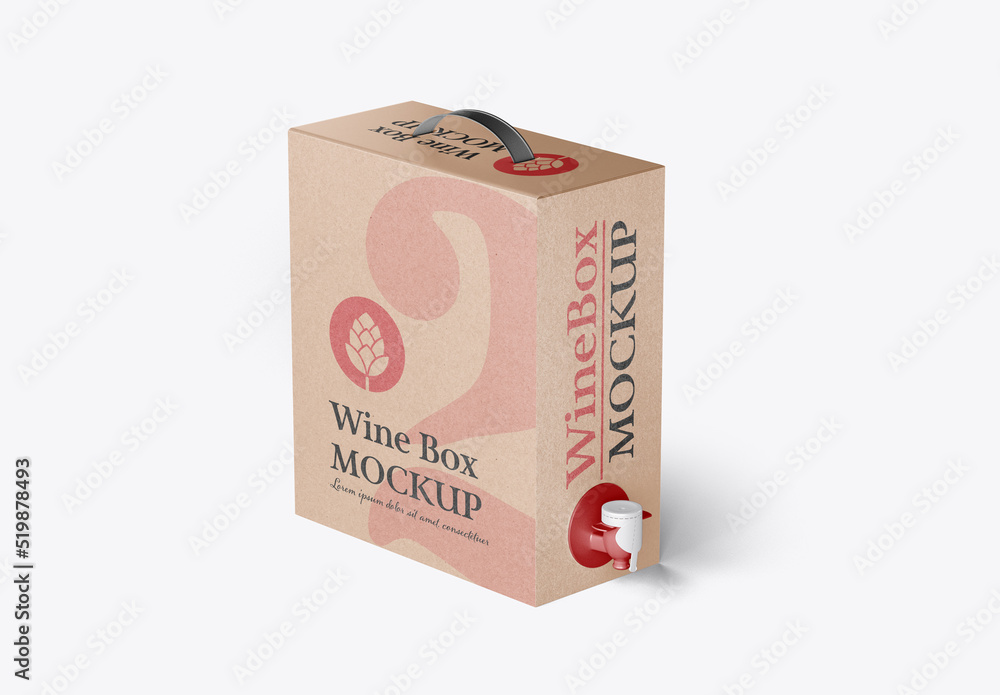 Wine Carton Box with Dispenser Mockup Stock Template | Adobe Stock