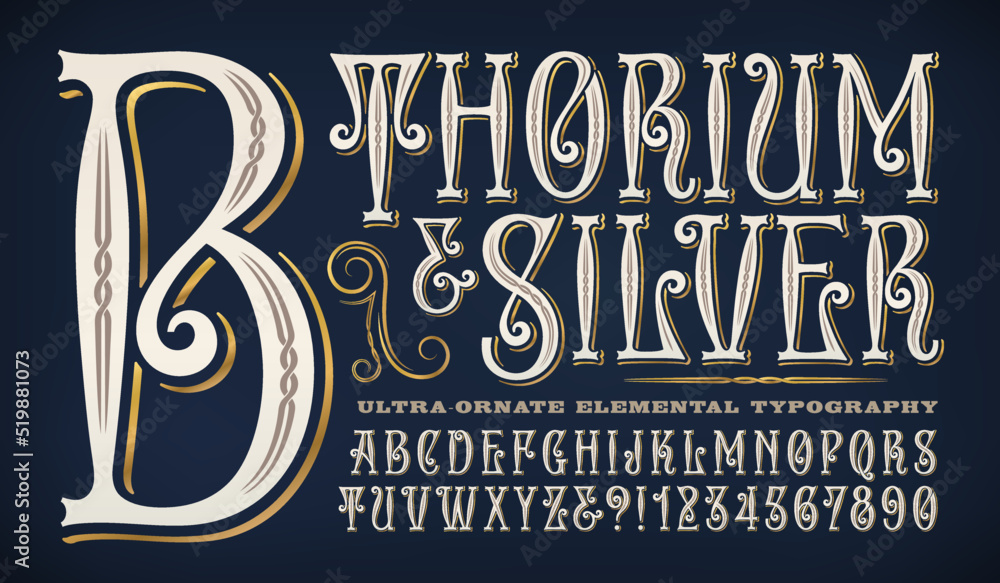 Thorium and Silver is a very ornate vintage style alphabet with inline ...