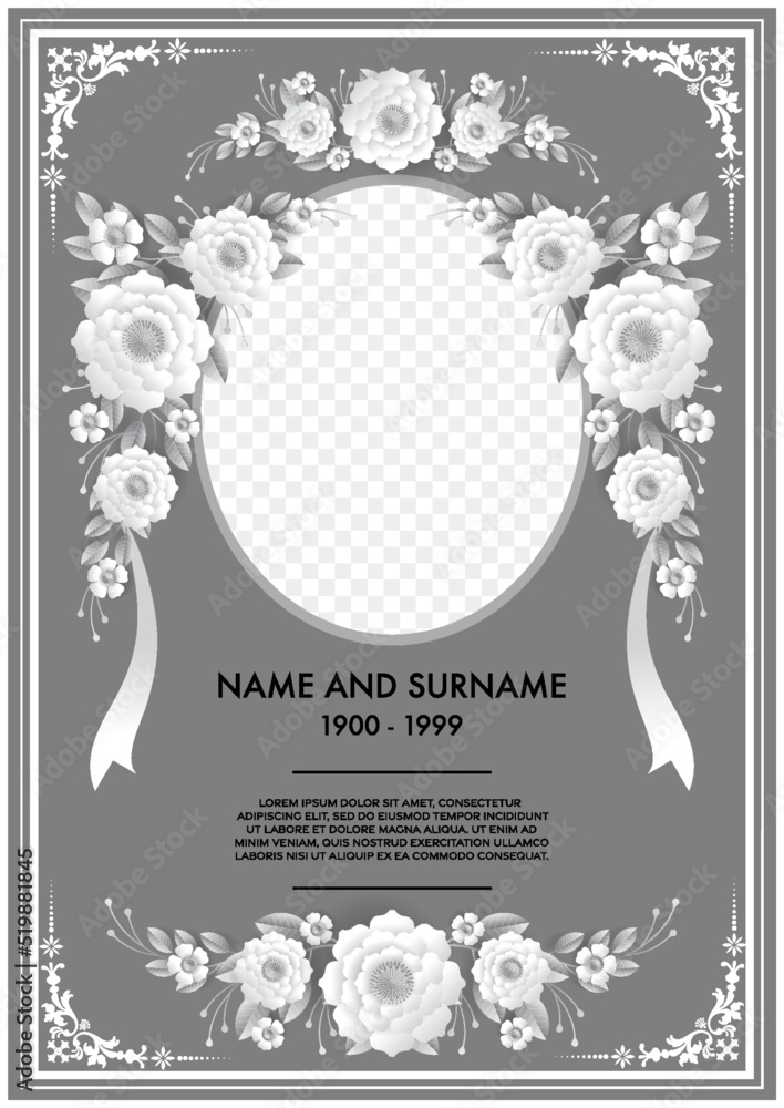 Memorial funeral card templates with flowers paper cut. Stock Vector ...