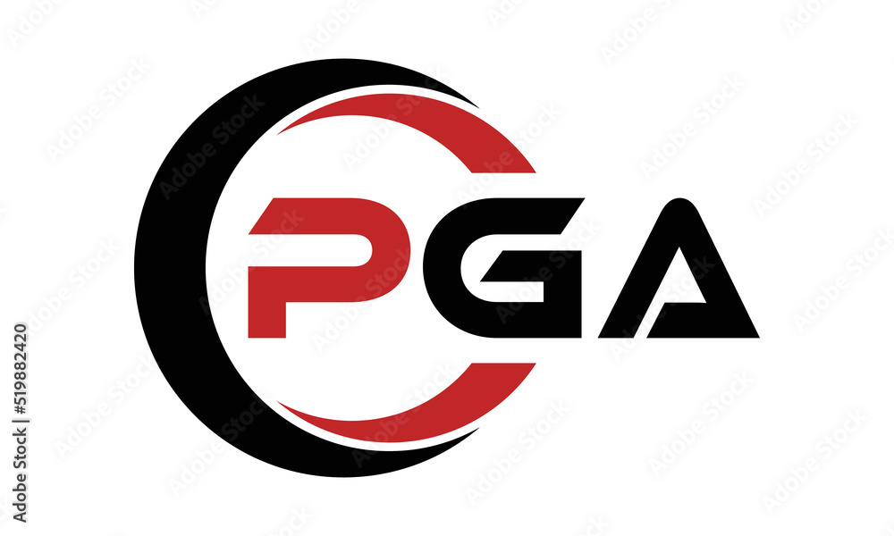PGA swoosh three letter logo design vector template | monogram logo ...