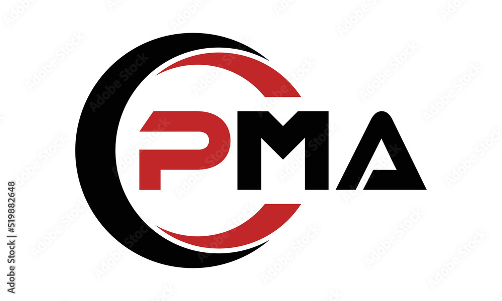 PMA swoosh three letter logo design vector template | monogram logo ...