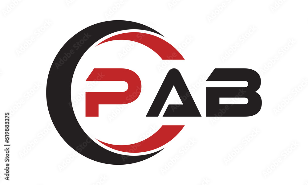 PAB swoosh three letter logo design vector template | monogram logo ...
