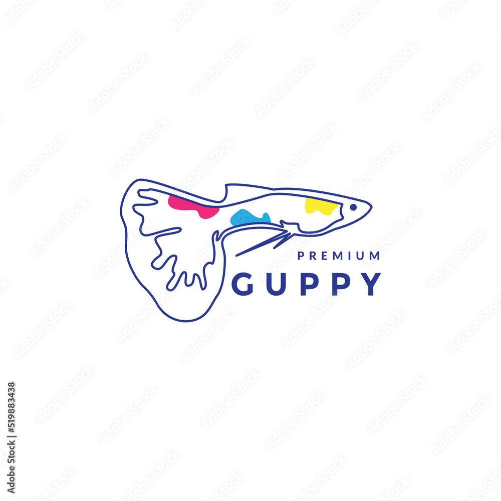 lines abstract guppy fish logo design Stock Vector | Adobe Stock