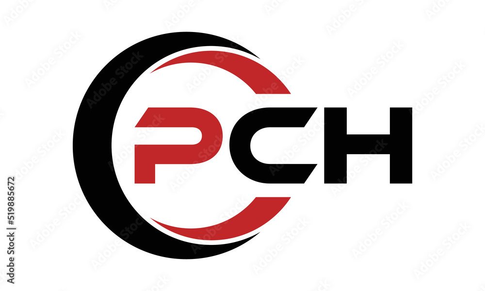 PCH swoosh three letter logo design vector template | monogram logo ...