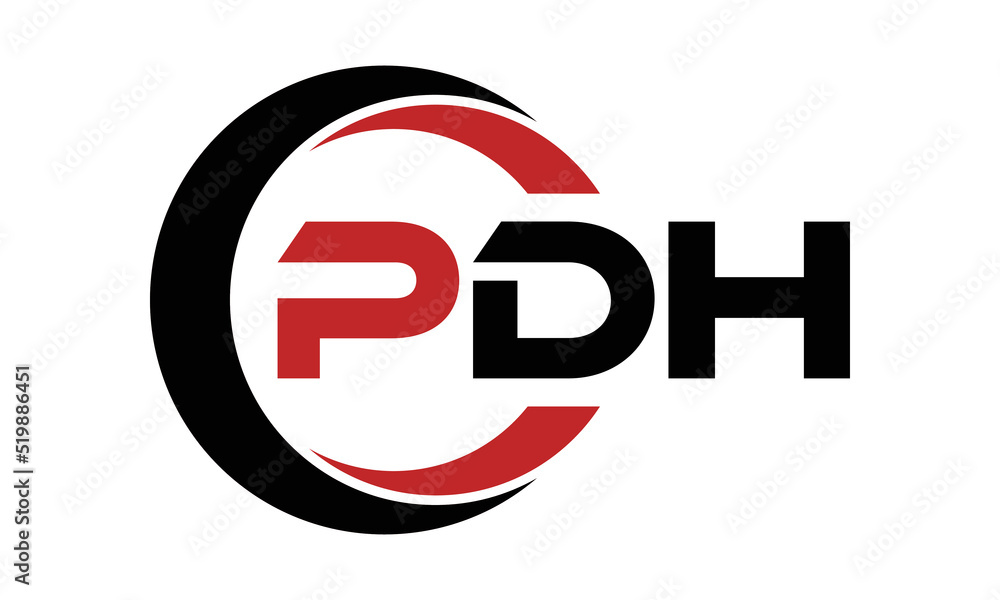 PDH swoosh three letter logo design vector template | monogram logo ...