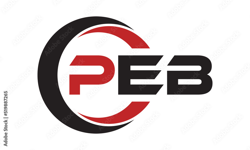 PEB swoosh three letter logo design vector template | monogram logo ...