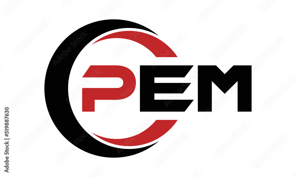 PEM swoosh three letter logo design vector template | monogram logo ...