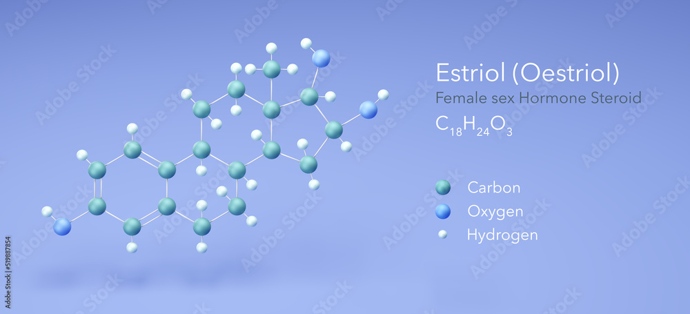 estriol, oestriol, Female sex Hormone Steroid. Molecular structure 3d ...