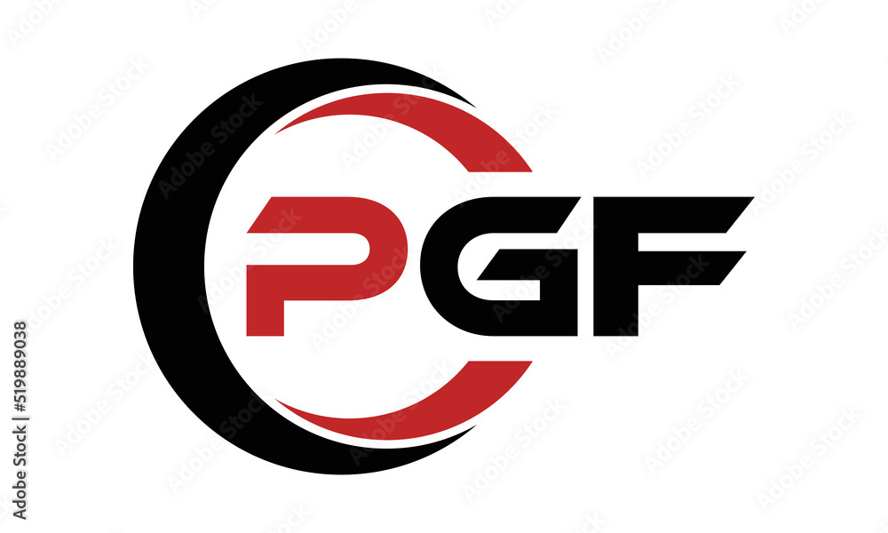 PGF swoosh three letter logo design vector template | monogram logo ...