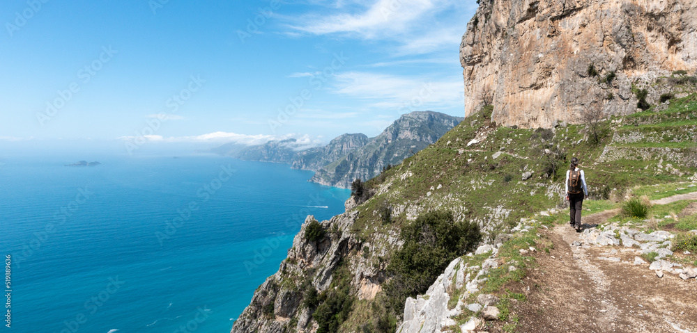 Hiking the famous path Sentiero degli Dei, the path of Gods at the ...