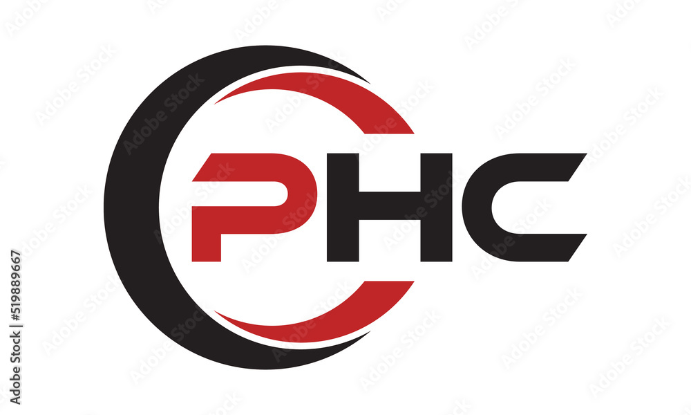 PHC swoosh three letter logo design vector template | monogram logo ...
