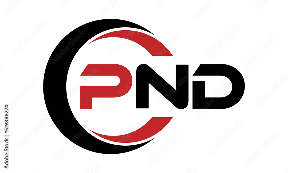 PND swoosh three letter logo design vector template | monogram logo ...
