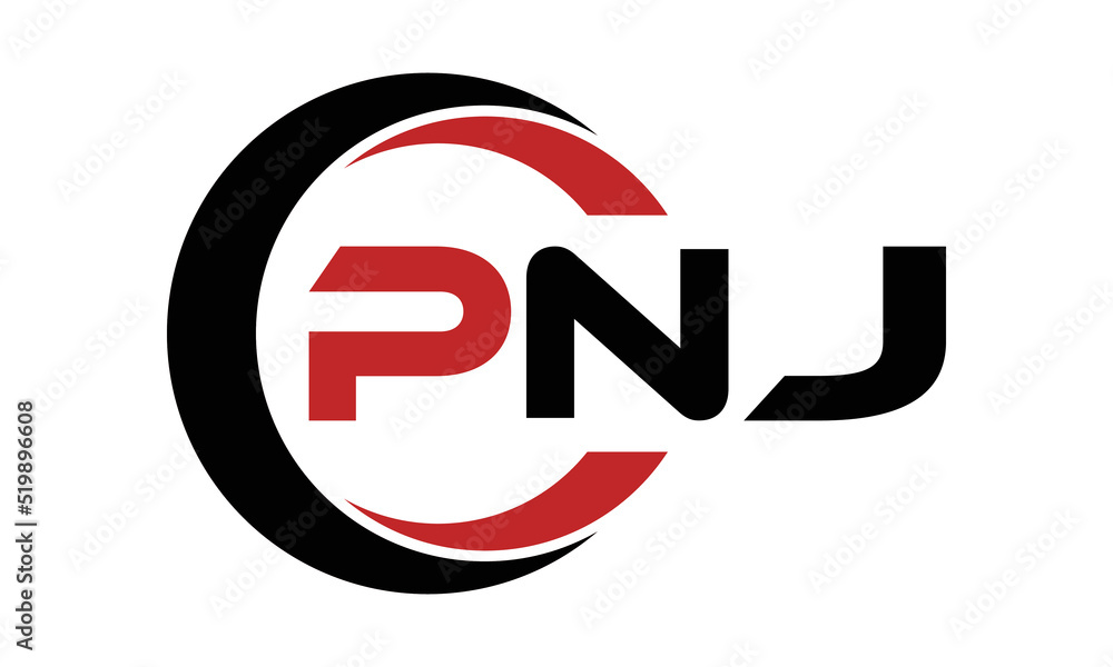 PNJ swoosh three letter logo design vector template | monogram logo ...