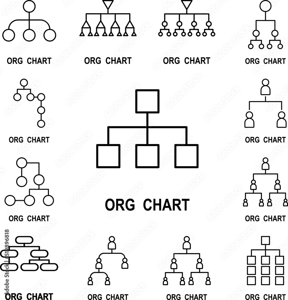 Organizational chart icon in a collection with other items Stock Vector ...