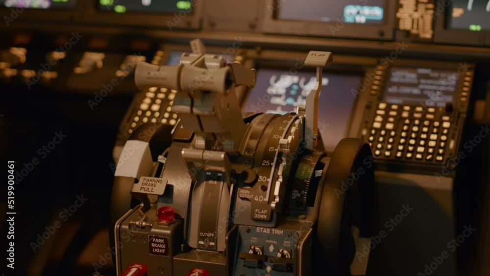 Control panel dashboard with handle or lever to throttle engine and ...