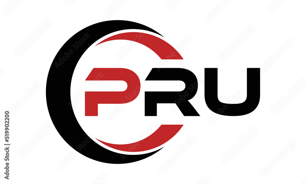 PRU swoosh three letter logo design vector template | monogram logo ...