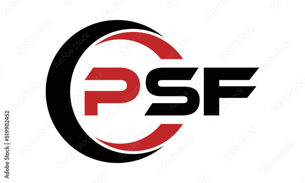 PSF swoosh three letter logo design vector template | monogram logo ...