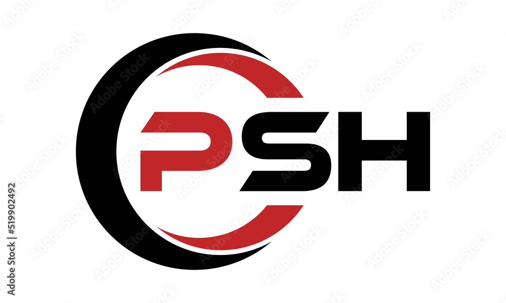 PSH swoosh three letter logo design vector template | monogram logo ...