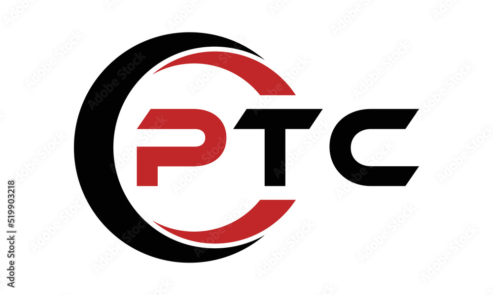 PTC swoosh three letter logo design vector template | monogram logo ...