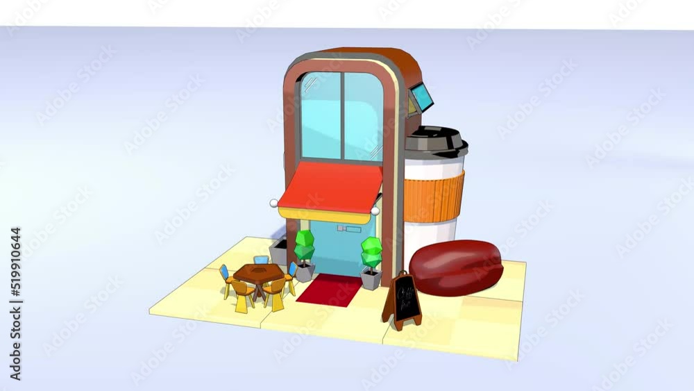 3D animated coffee shop. 3D model. Architectural animation. Animated 3D ...