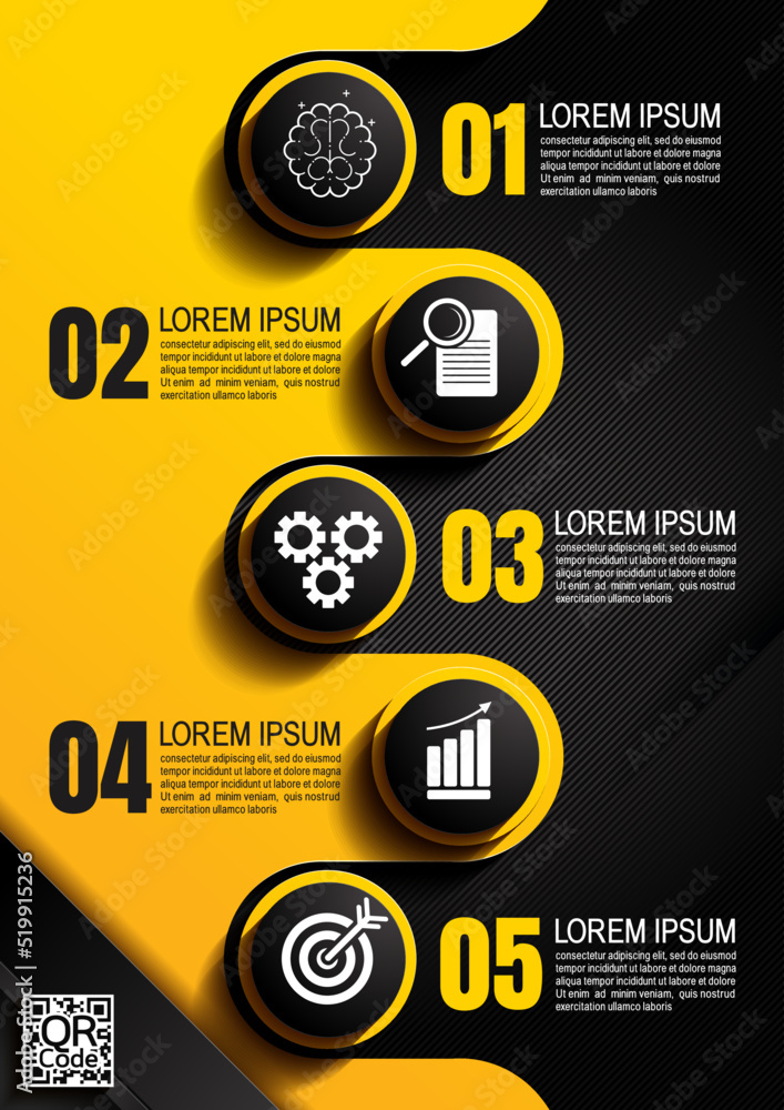 infographics design, circle 5 process chart diagram template for ...