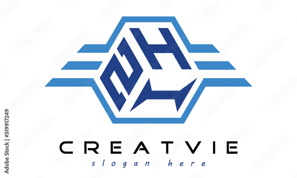 ZHI three letter geometrical wings logo design vector template ...