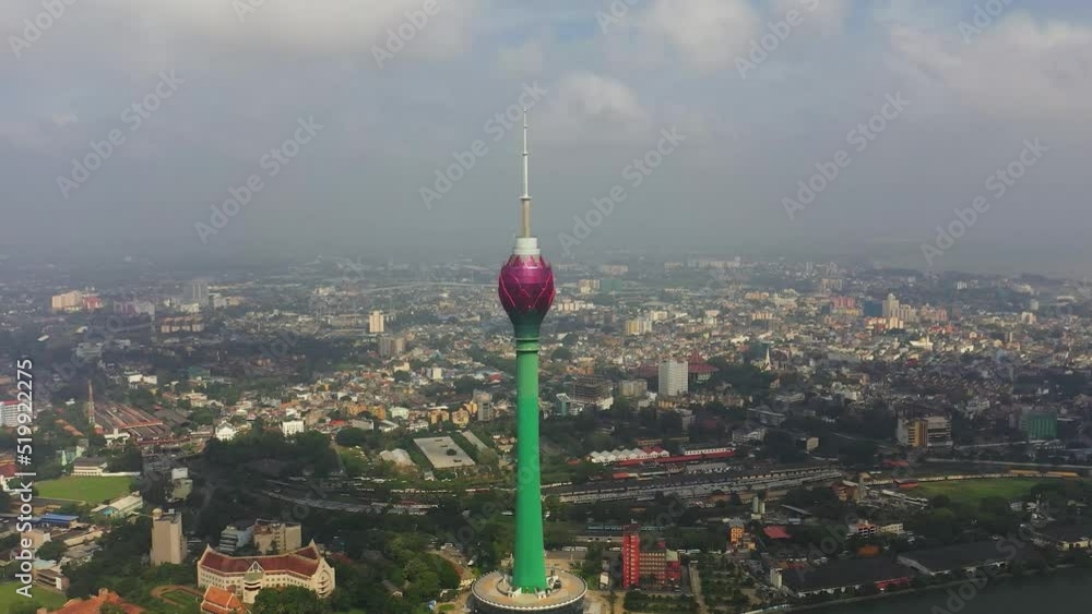 Top view of Lotus Tower in Colombo, Sri Lanka. Colombo is the financial ...