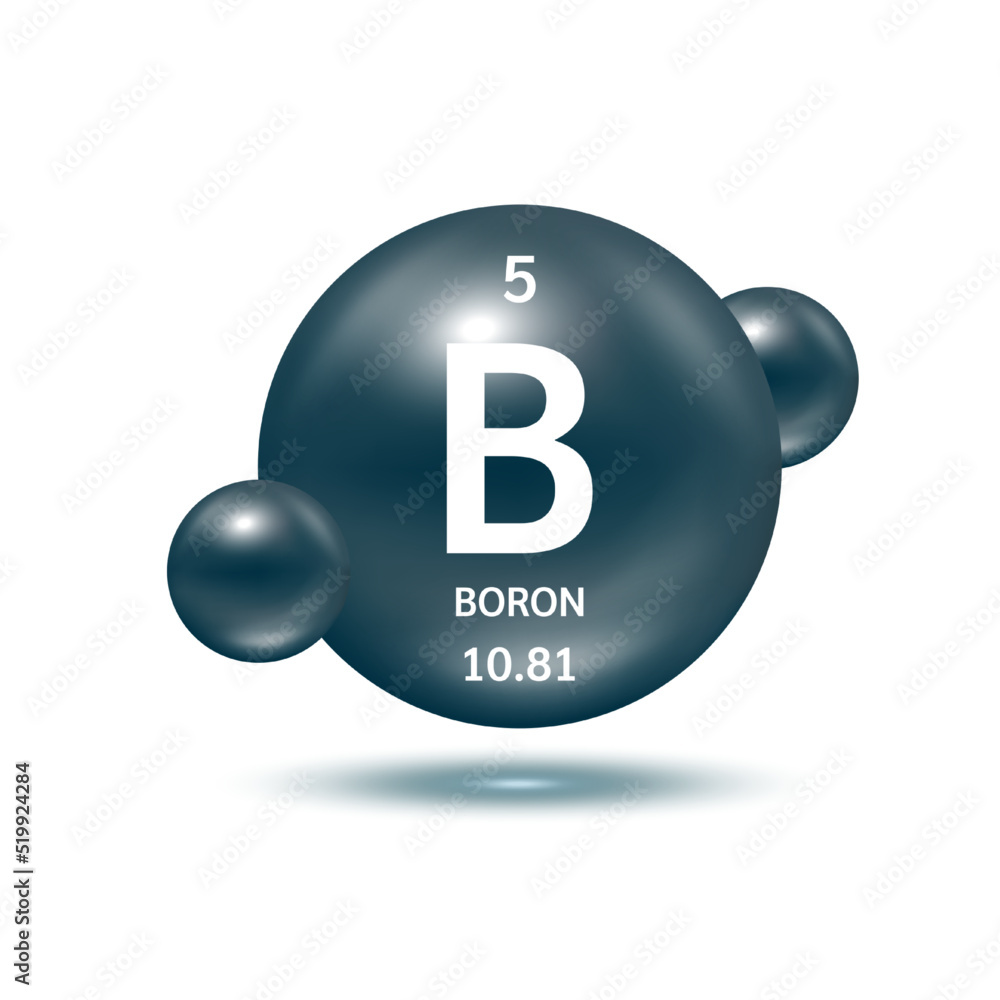 Boron molecule models black and chemical formulas scientific element ...