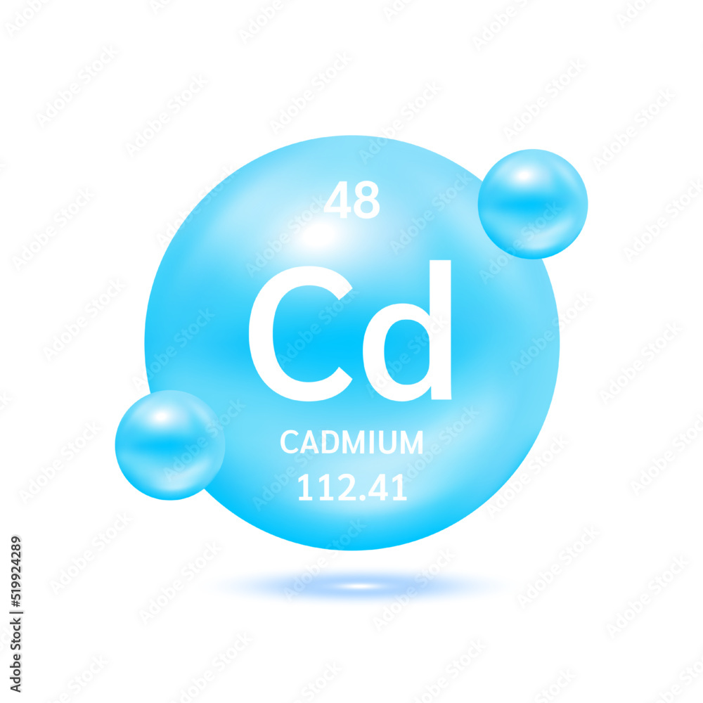 Cadmium molecule models blue and chemical formulas scientific element ...