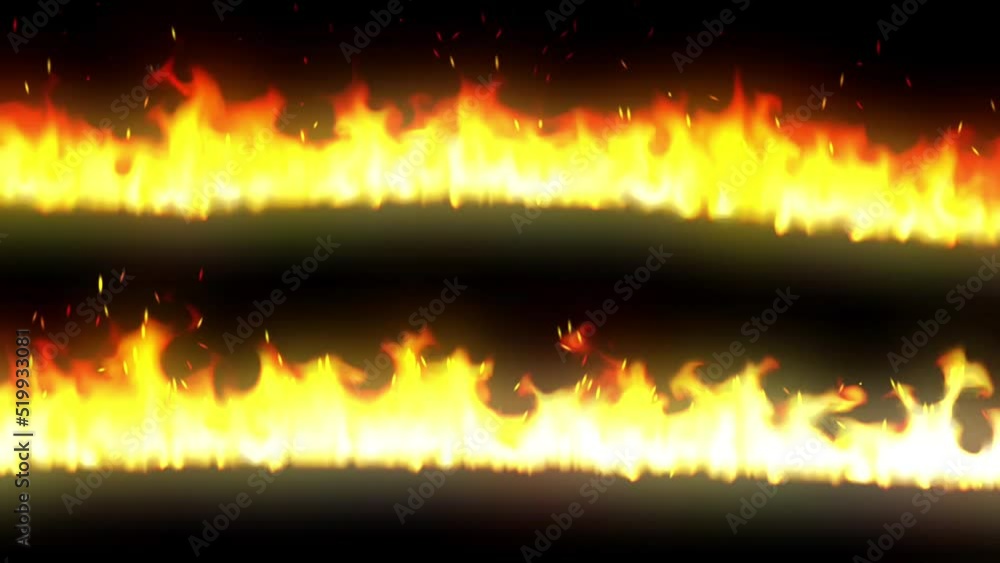 Real fire flames are isolated on black background animation. Mockup of ...
