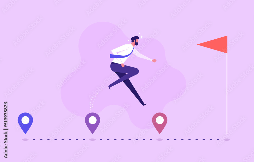 Route to success. Businessman and Route to success. Concept of Goal ...