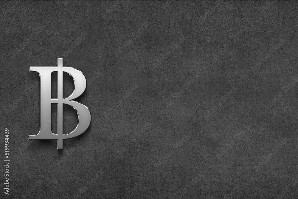 3D render Baht currency sign. Baht symbol. 3D embossed money of ...