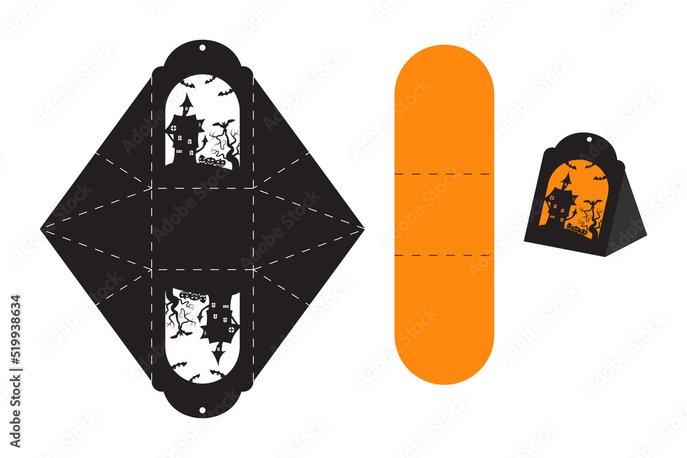 Happy Halloween treat box. Gift party favor box for sweets, candies ...