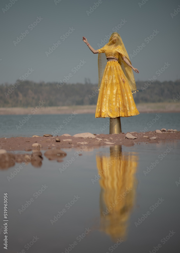 Indian Traditional Models Wearing Ethnic Wear in a Traditional Heritage ...