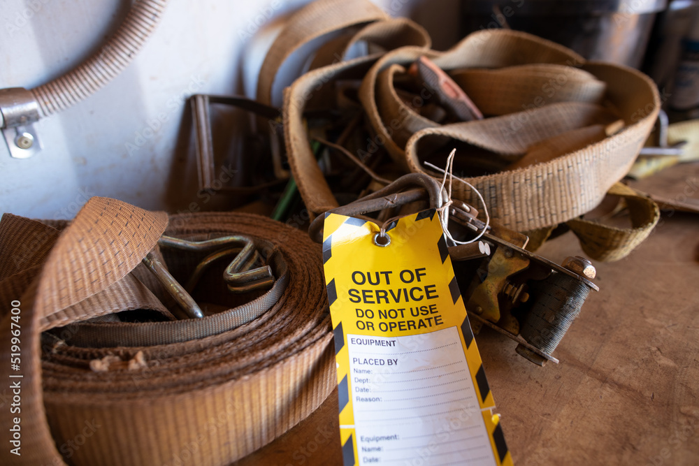 Safe workplaces practices yellow out of service warning tag sign ...