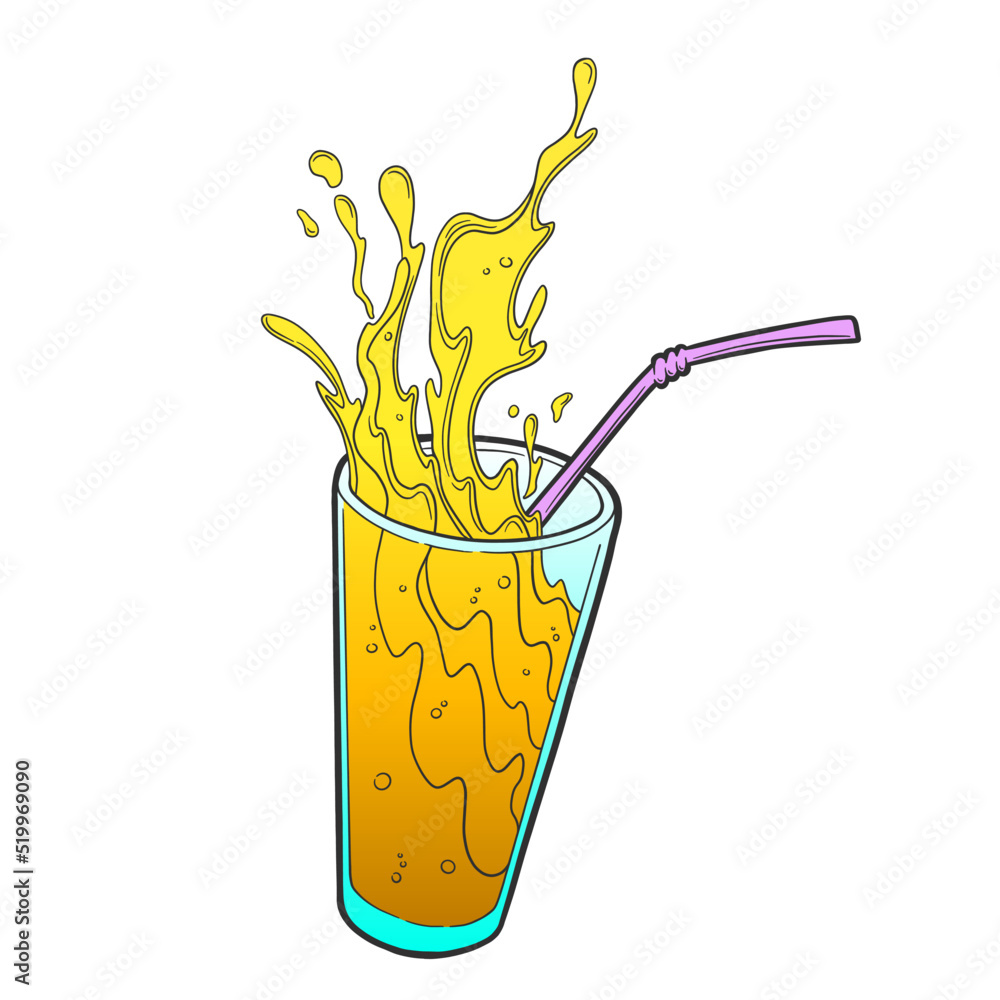 Orange juice splash. Sketch illustration. Vector eps10 Stock Vector ...