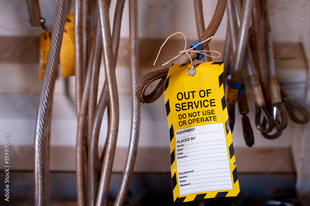 Safe workplaces practices yellow out of service warning tag sign ...