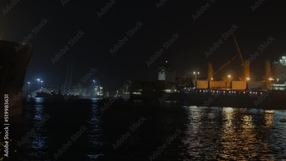 Night view of ships docked at Autonomous Port of Dakar - Port Autonome ...