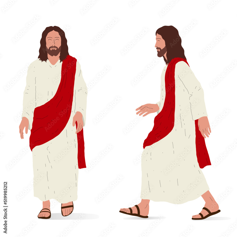 Jesus standing, front and side view. Isometric vector illustration ...